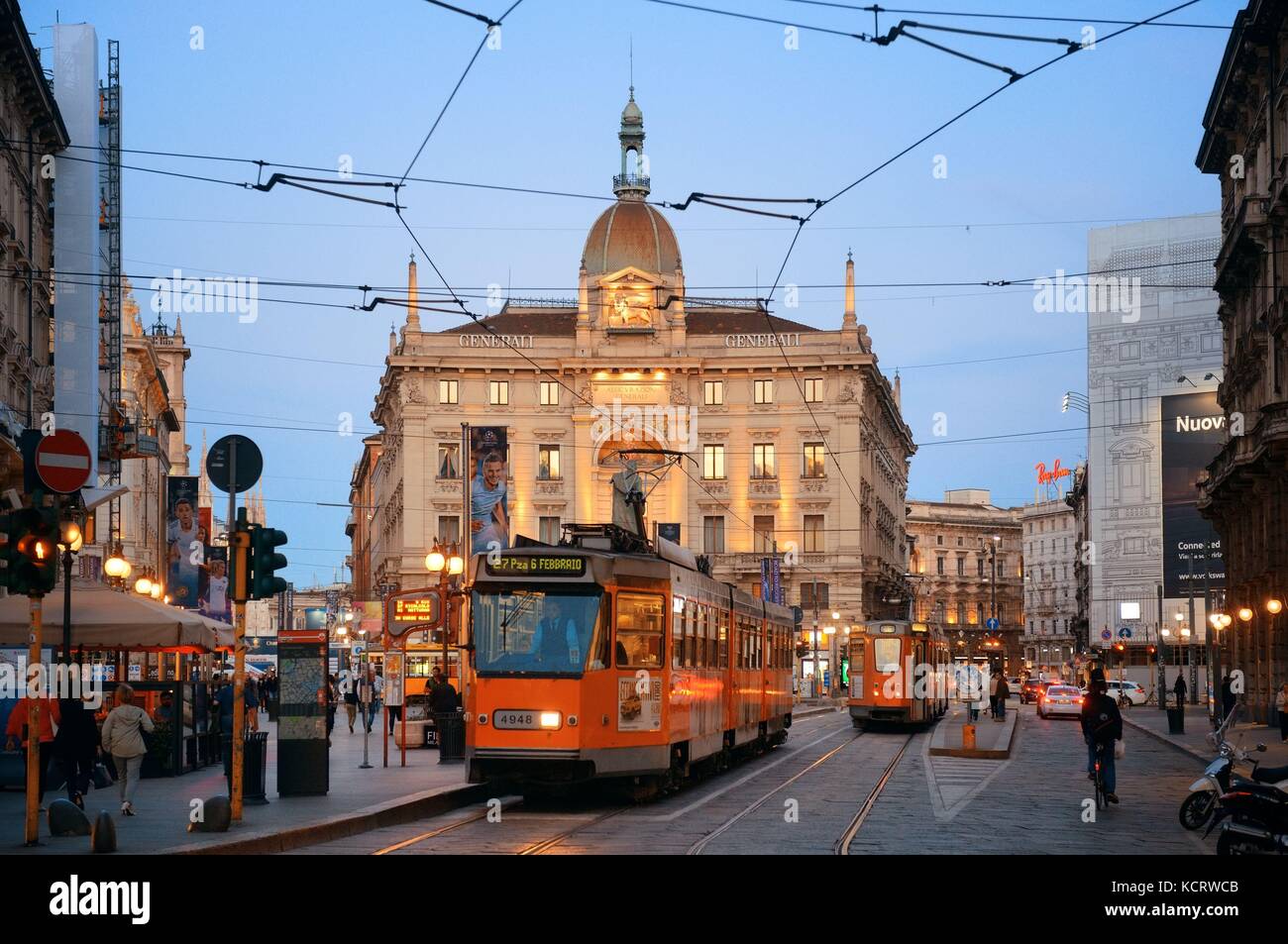MILAN - MAY 24: street view with tram on May 24, 2016 in Milan, Italy ...