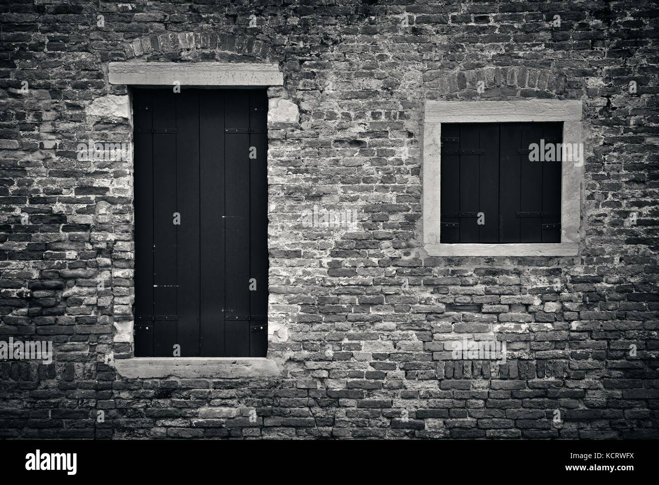 A closeup view of window in historical buildings in Venice, Italy Stock ...