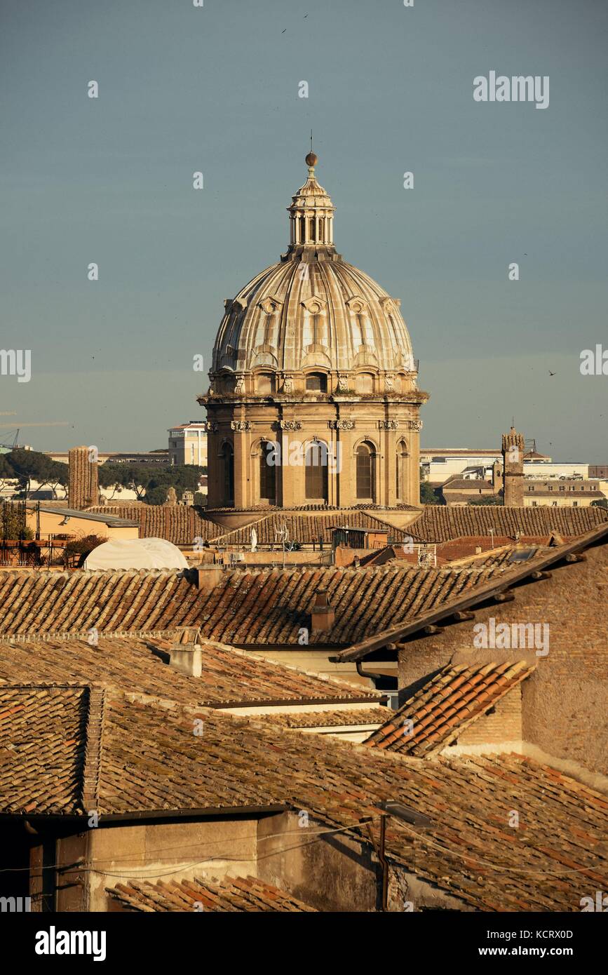 Rooftop view of Rome historical architecture and city skyline. Italy ...
