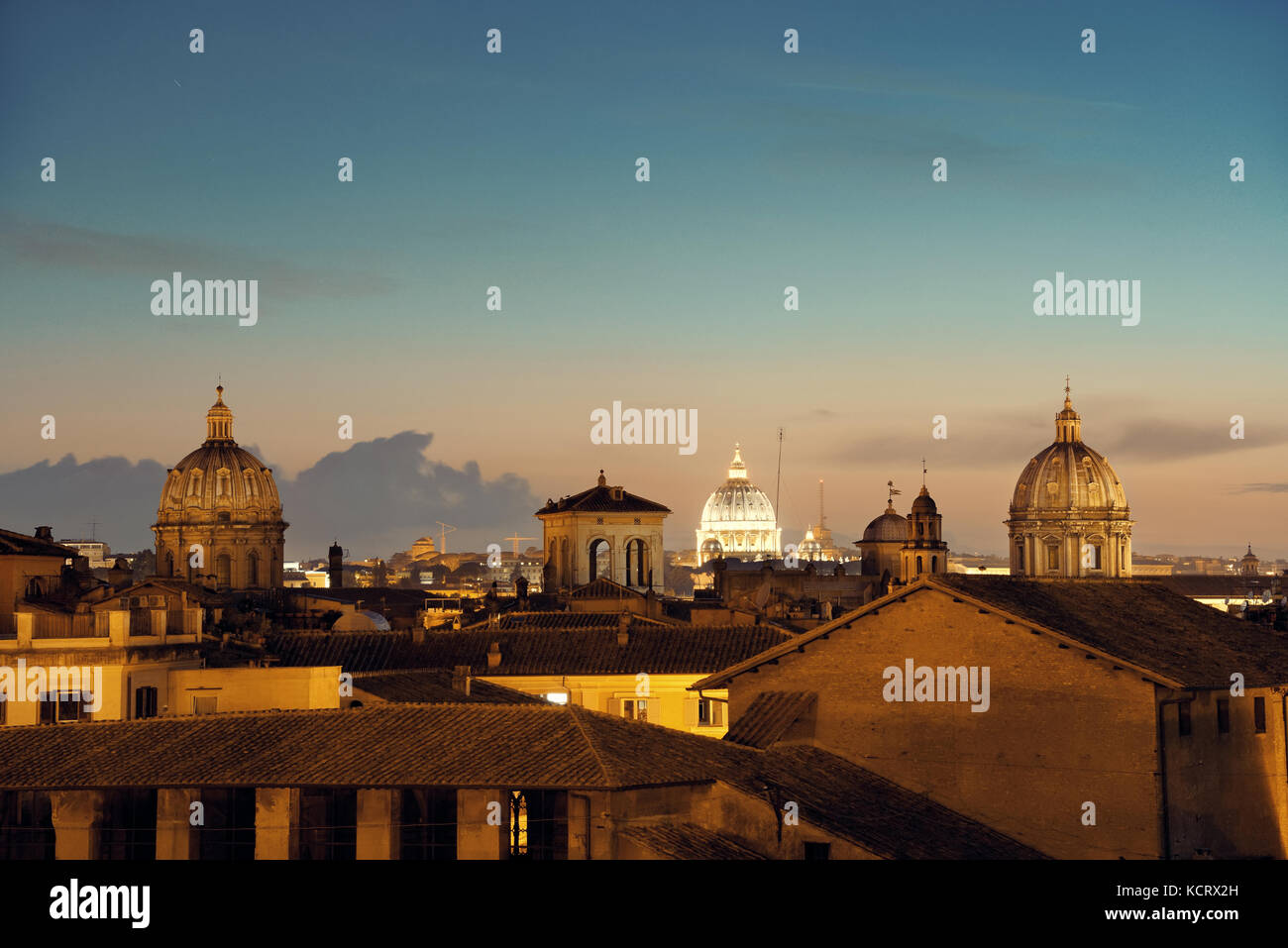 Rome rooftop view with ancient architecture in Italy at sunset Stock ...