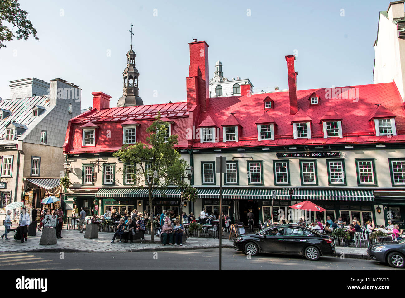QUEBEC CITY, CANADA 13.09.2017 - Red roof of the famous Auberge du ...