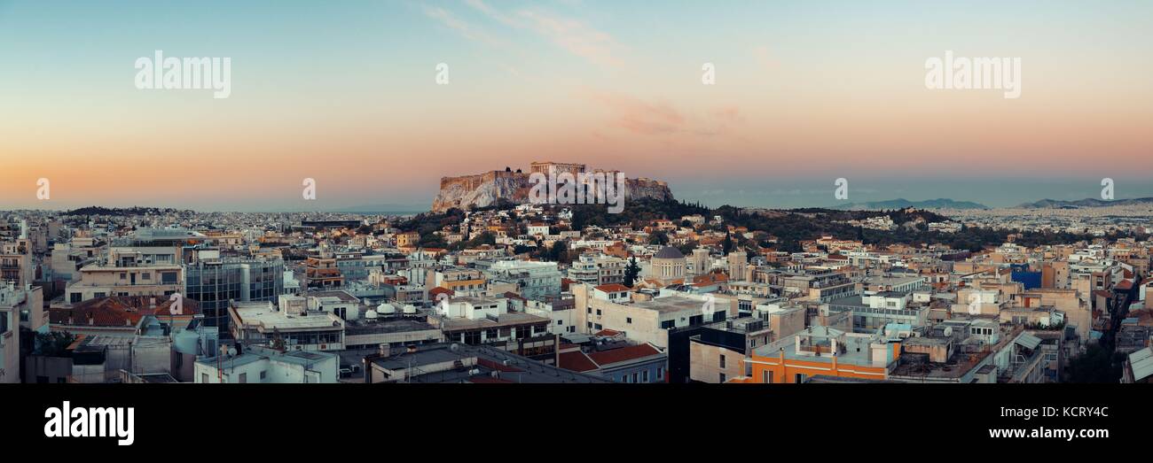 Athens skyline rooftop view panorama sunset, Greece Stock Photo - Alamy