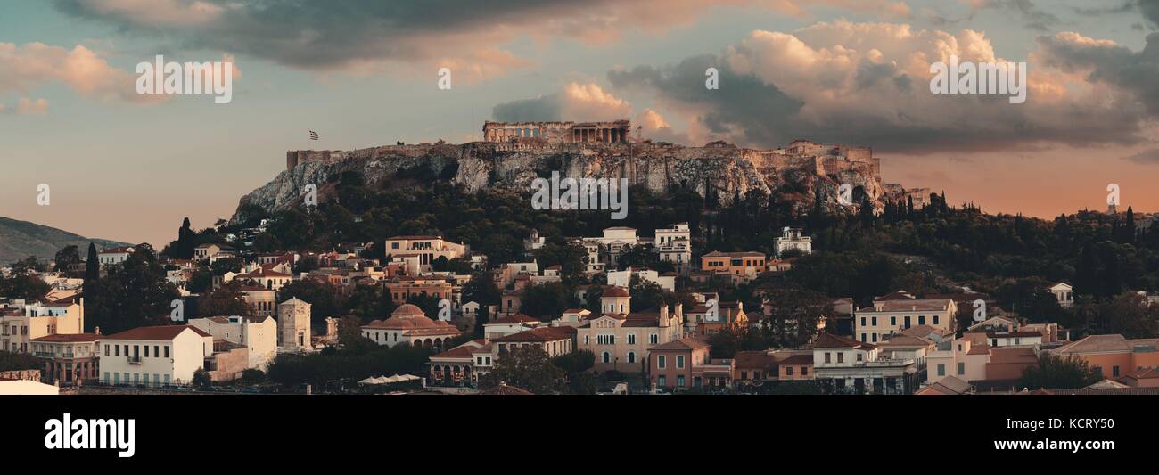 Athens skyline rooftop view panorama sunset, Greece Stock Photo - Alamy