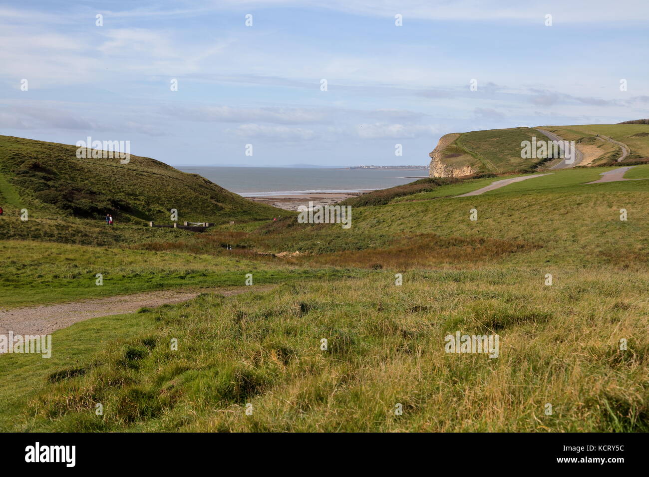 The rolling hills surrounding Dunraven Bay in Southerndown with many ...