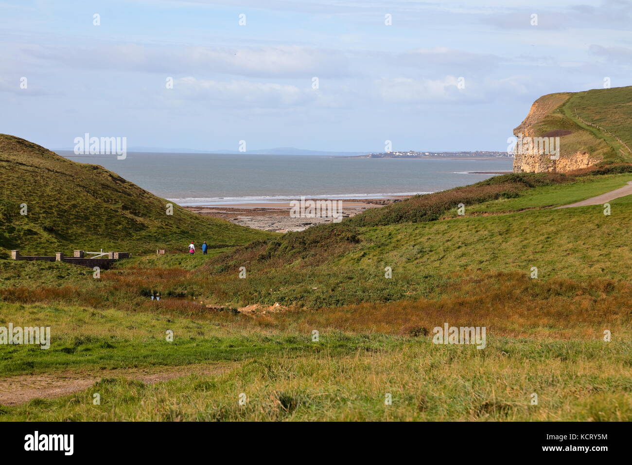 The rolling hills surrounding Dunraven Bay in Southerndown with many ...