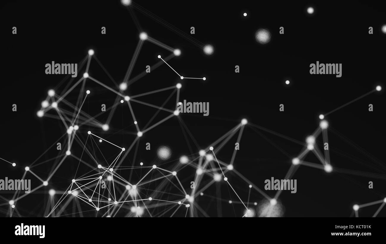 Abstract connection dots. Technology background. Digital drawing black ...