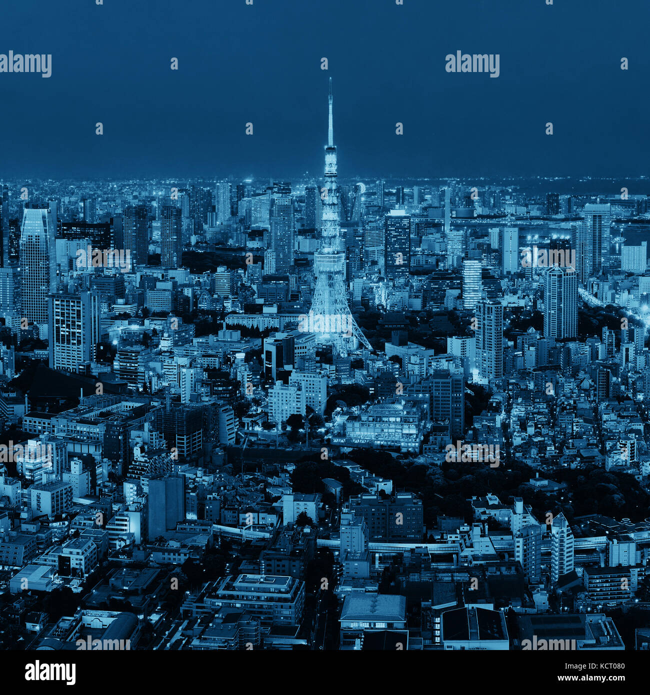 Tokyo Tower and urban skyline rooftop view at night, Japan Stock Photo - Alamy