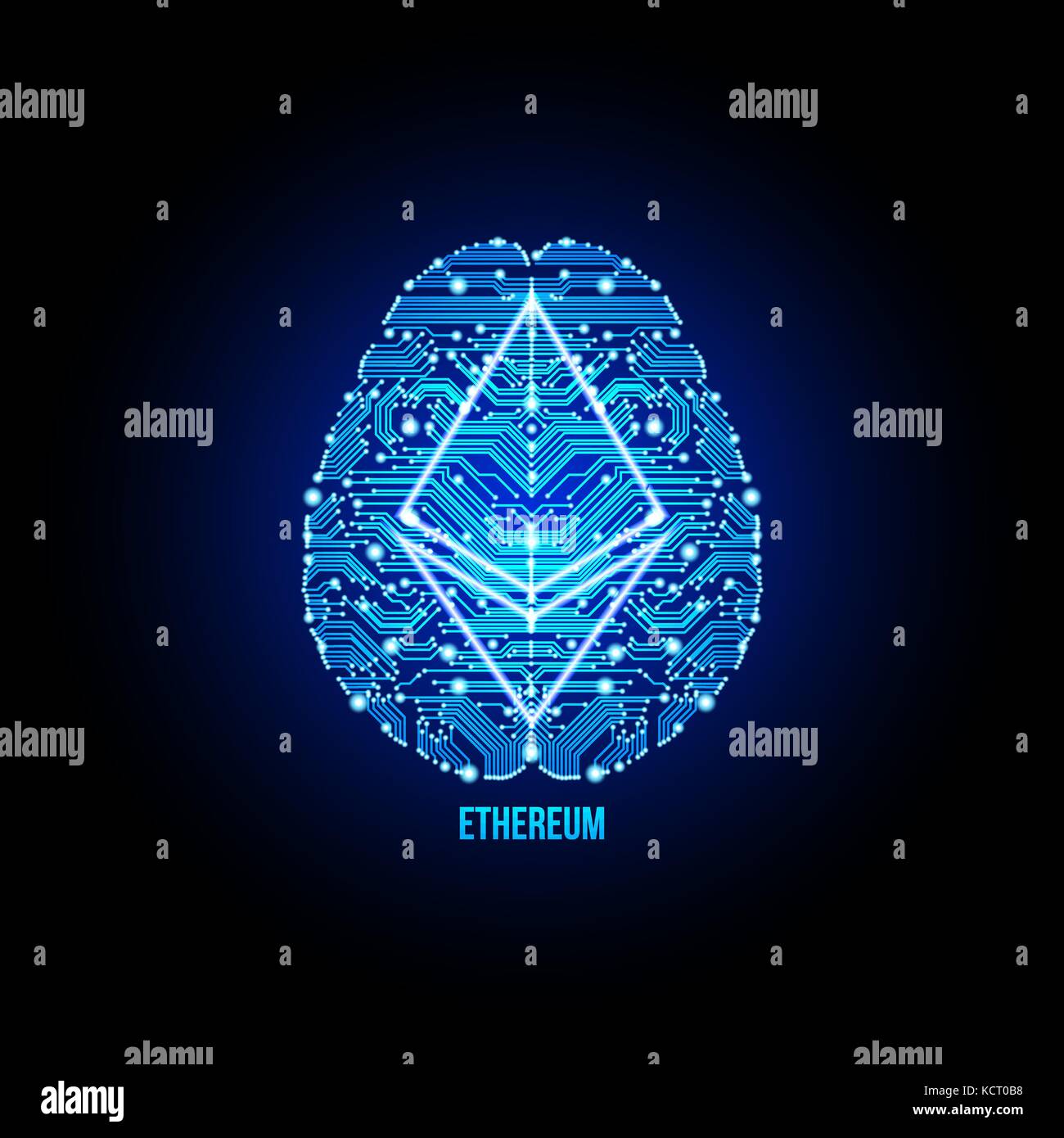 Crypto currency ethereum on brain background Stock Vector Image & Art ...