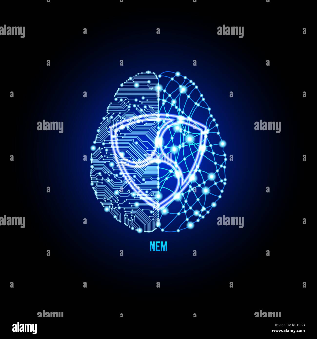 Crypto currency nem on brain background Stock Vector Image & Art - Alamy