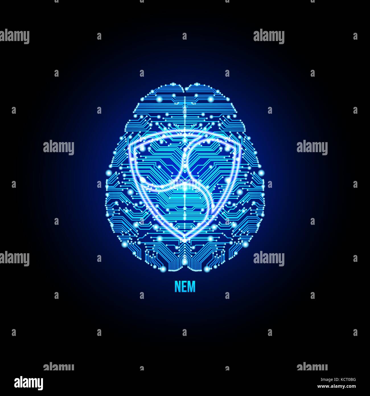 Crypto currency nem on brain background Stock Vector Image & Art - Alamy
