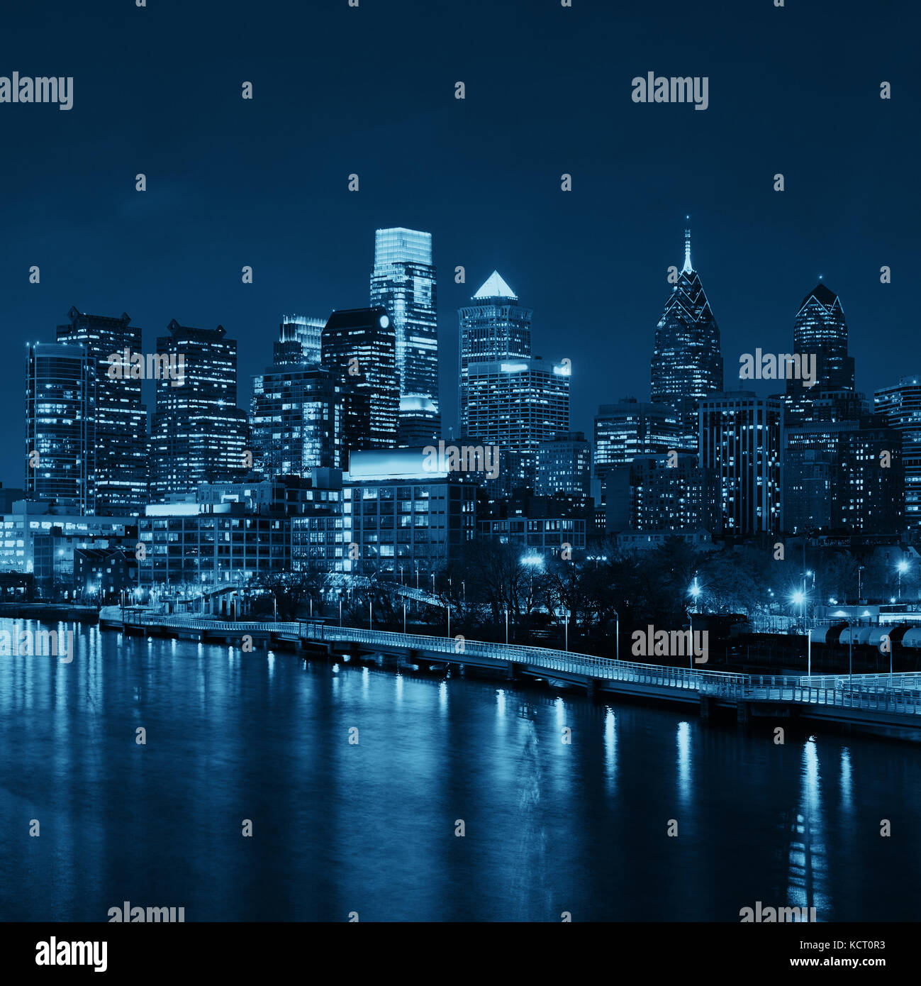 Philadelphia skyline at night with urban architecture Stock Photo - Alamy