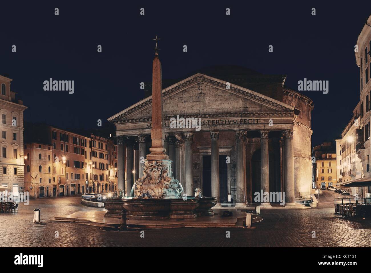 Pantheon at night street view. It is one of the best-preserved Ancient ...