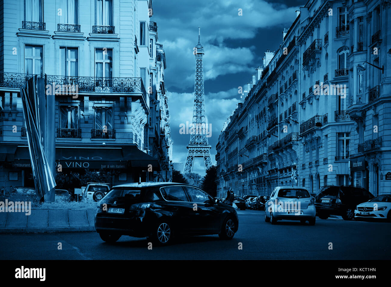 PARIS, FRANCE - MAY 13: Eiffel Tower and street view on May 13, 2015 in ...