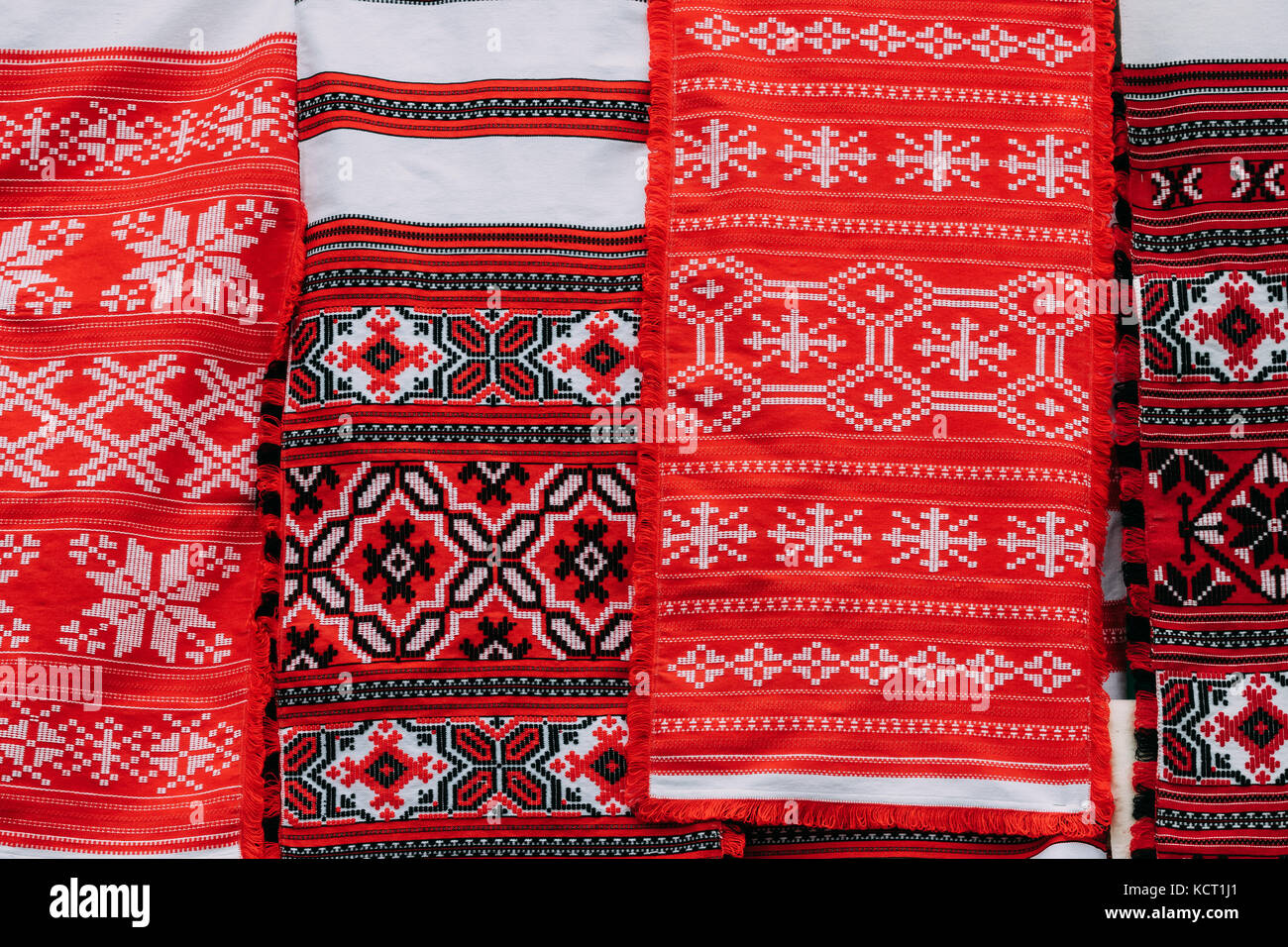 Linen Towels With Belorussian Ethnic National Folks Ornament On Clothes ...