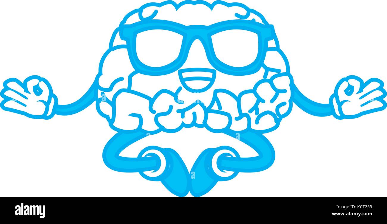 Cute brain meditating cartoon Stock Vector Image & Art - Alamy