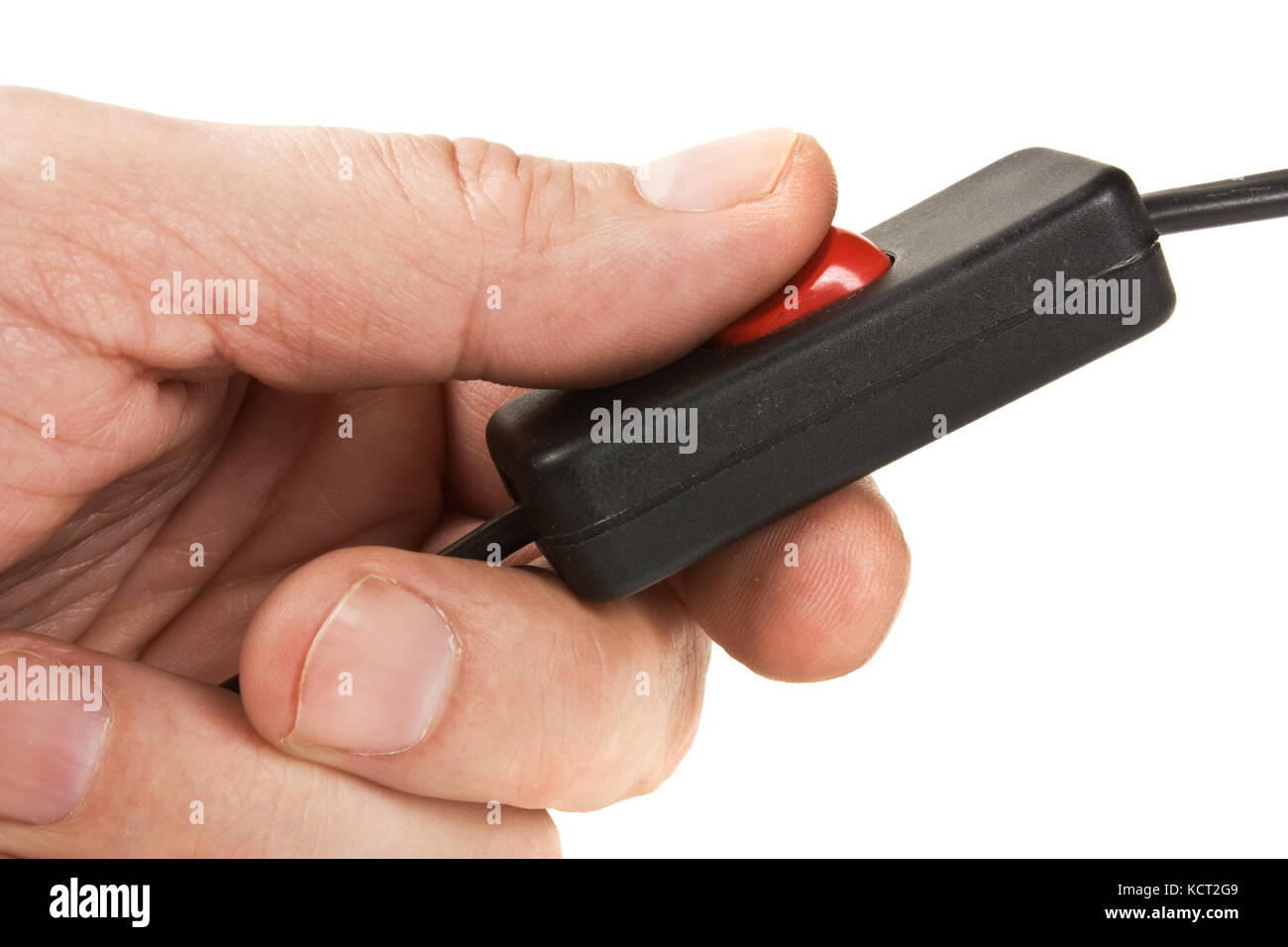 hand includes an electric switch isolated on a white background Stock ...