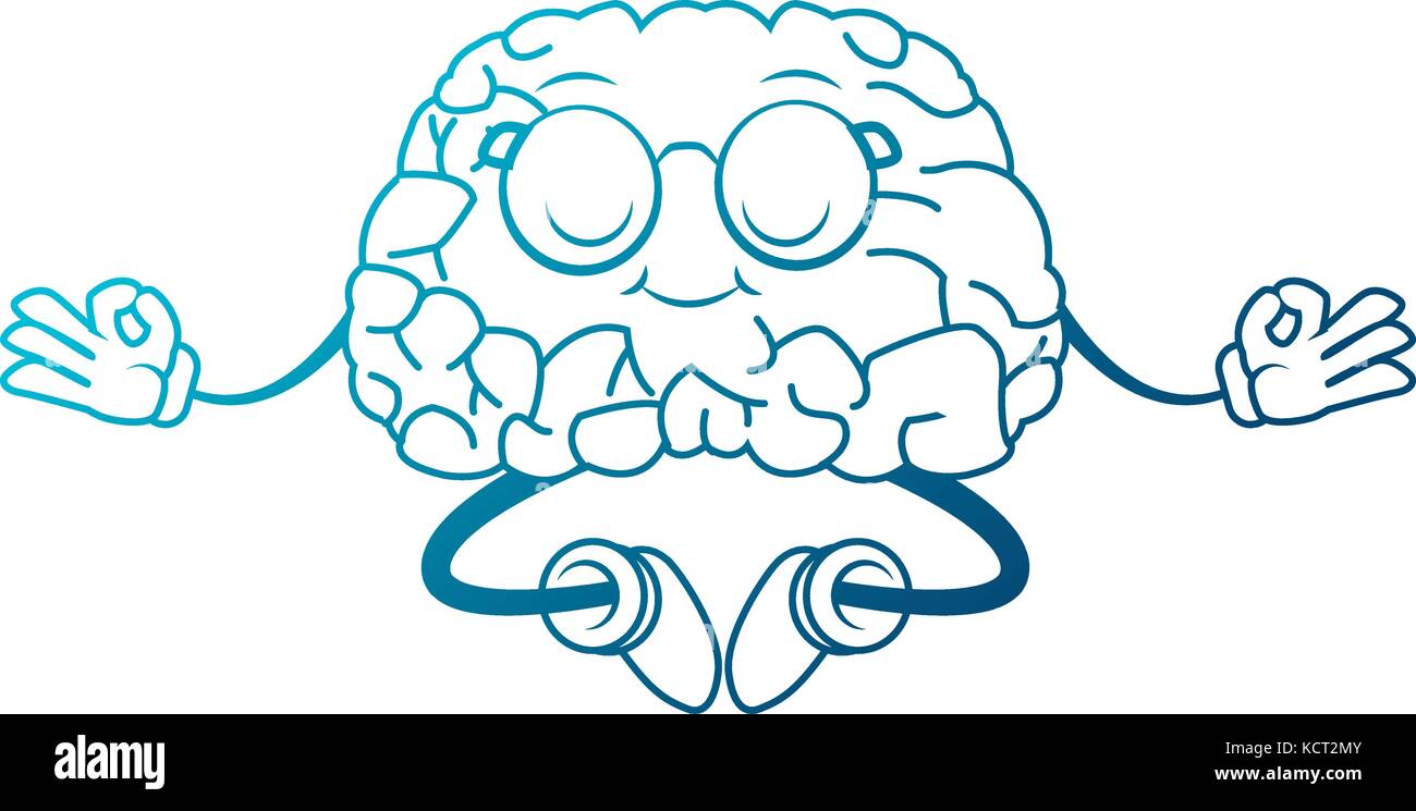 Cute brain meditating cartoon Stock Vector Image & Art - Alamy