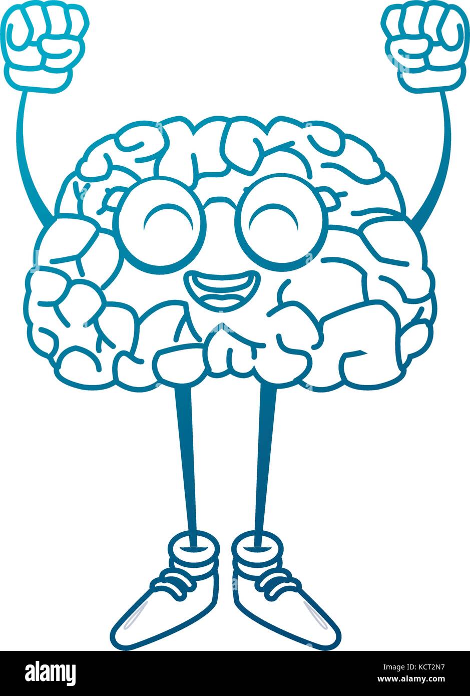 Cute brain cartoon with hands up Stock Vector Image & Art - Alamy