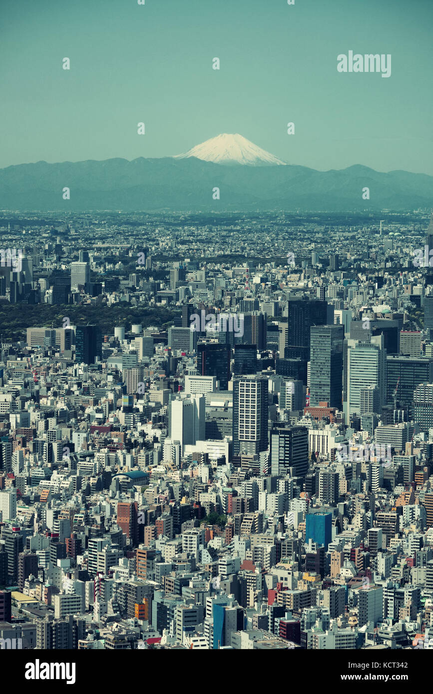 Tokyo urban skyline rooftop view with Mt Fuji, Japan Stock Photo - Alamy