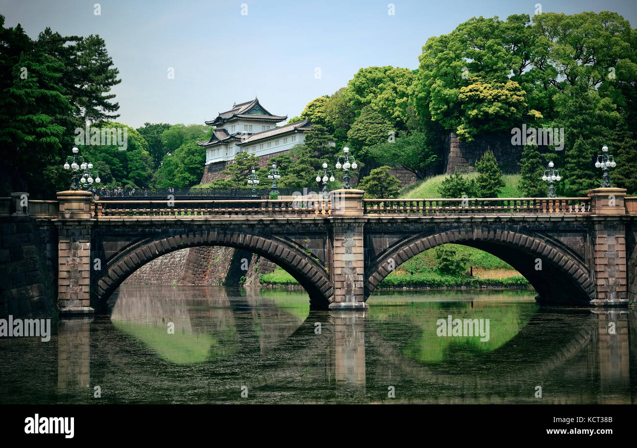 Tokyo Imperial Palace with bridge over river. Japan Stock Photo - Alamy