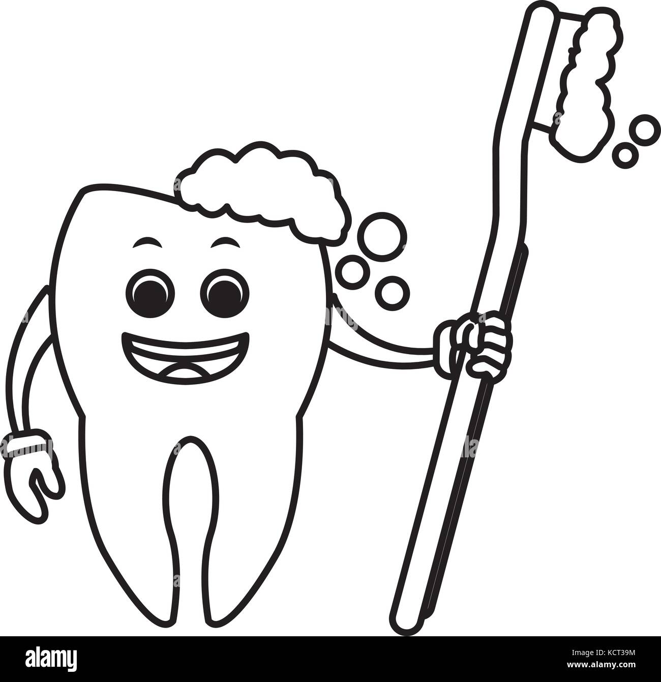 Tooth with brush cartoon Stock Vector Image & Art - Alamy