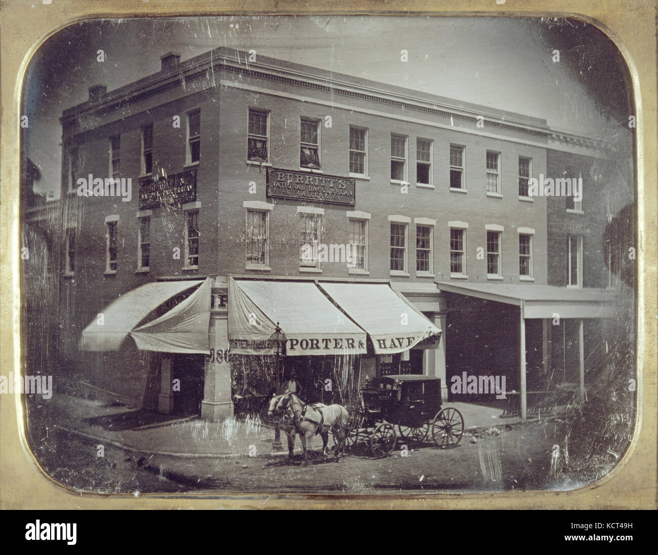 The corner of Fourth and Olive Streets, featuring Burritt's Gallery ...