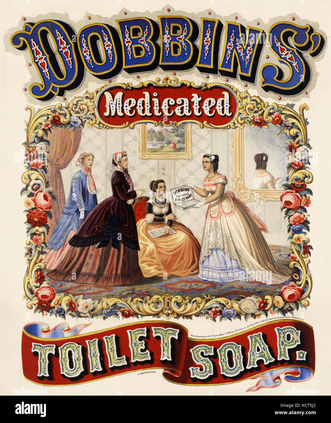 Dobbins' medicated toilet soap, advertising, 1869 Stock Photo - Alamy