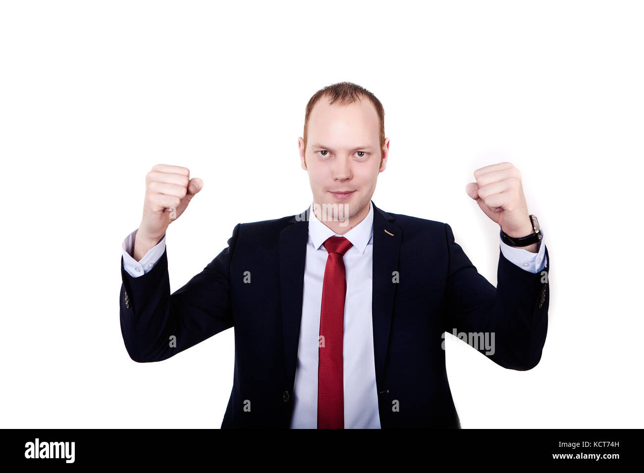 Successful accountant in black suite on white background Stock Photo ...
