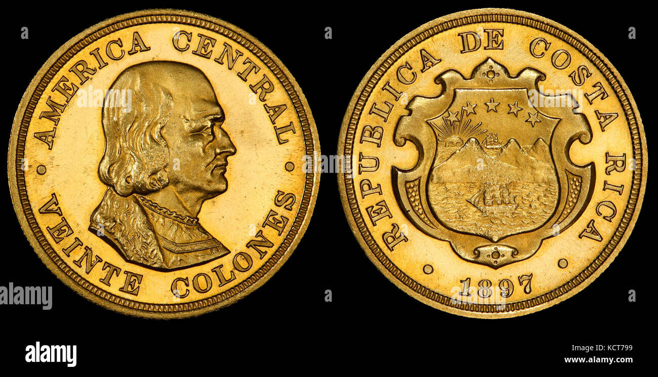 Costa Rica 1897 20 Colones (proof Stock Photo - Alamy