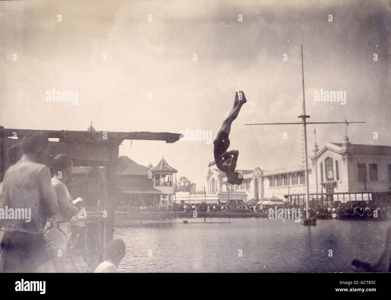 Frank Keogh of Chicago Athletic Association in fancy diving competition ...
