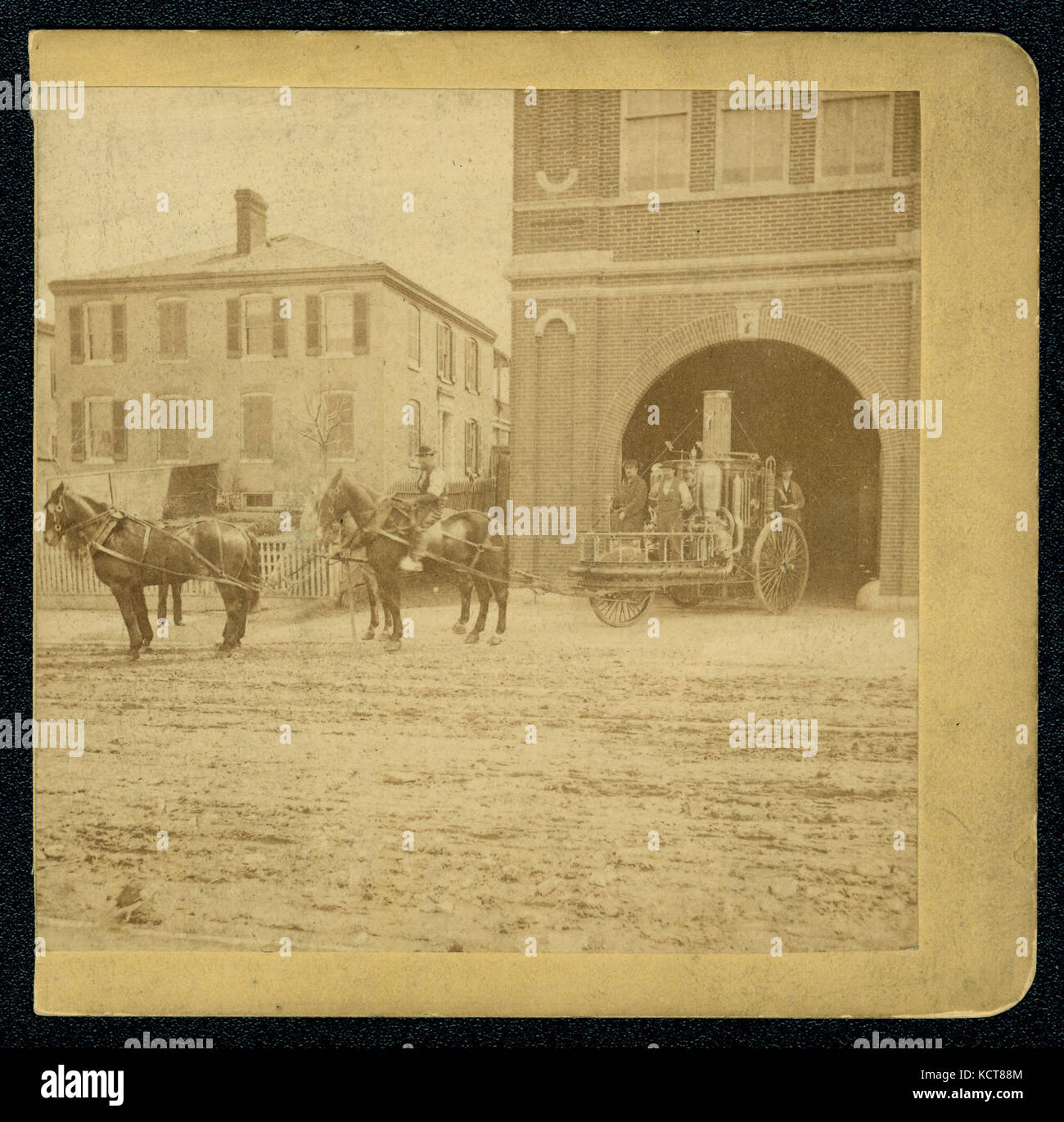 Fire engine outside of St. Louis Fire Department Engine Co. 7 Stock ...