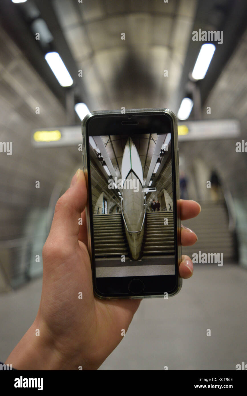 London Underground Station Through Phone Stock Photo - Alamy