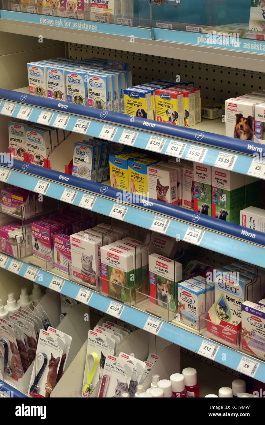 A selection of various and differnt dog and cat medications and ...