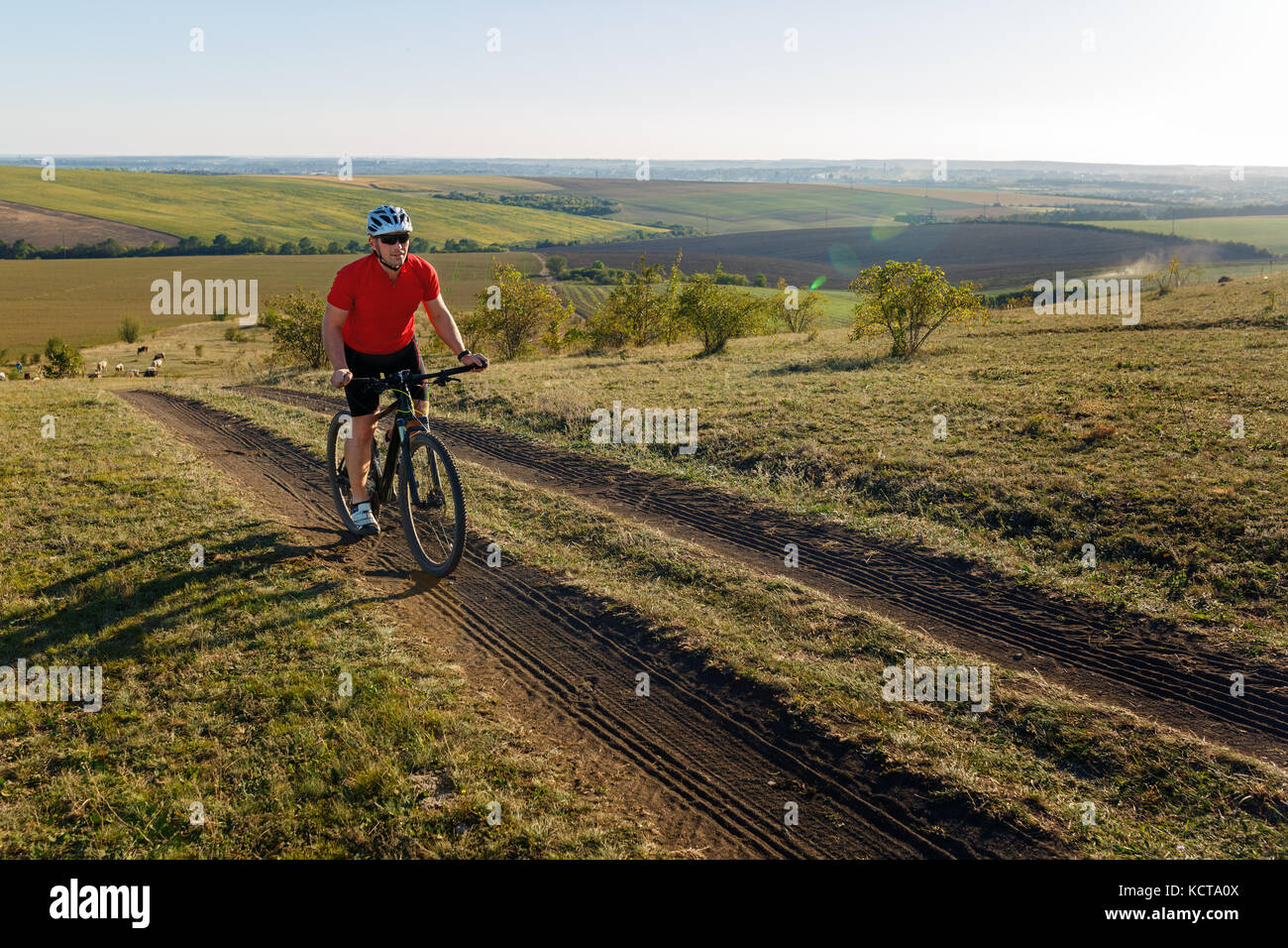 mountain bike sport athlete man riding outdoor. bicycle travel concept ...
