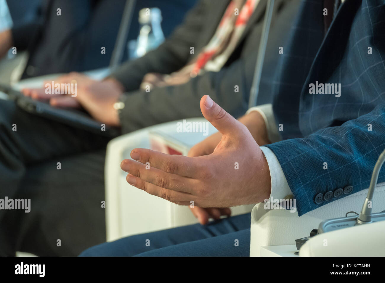 Business people hands at the conference Stock Photo - Alamy