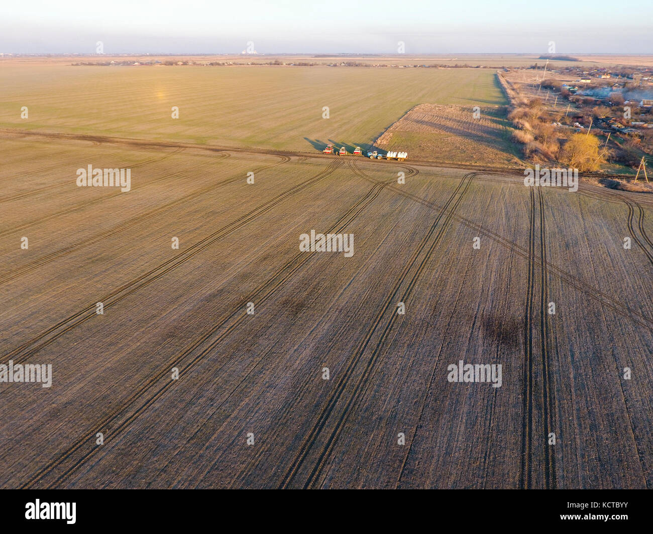 Export of fertilizer to the fields. Spring fertilizing plants Stock ...