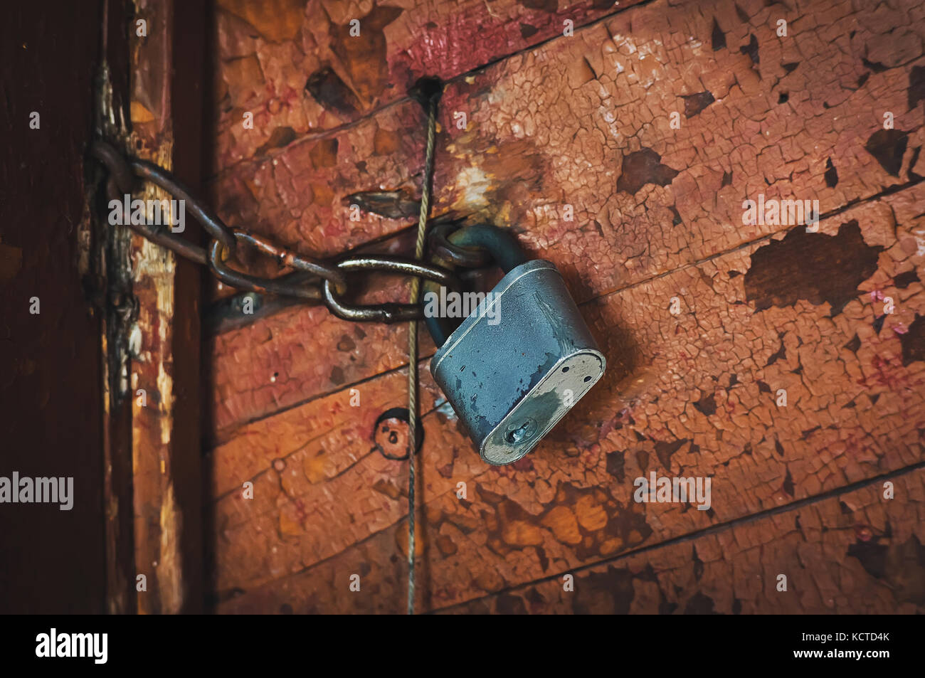 ancient castle of the old rotten doors with vintage style. Key lock ...