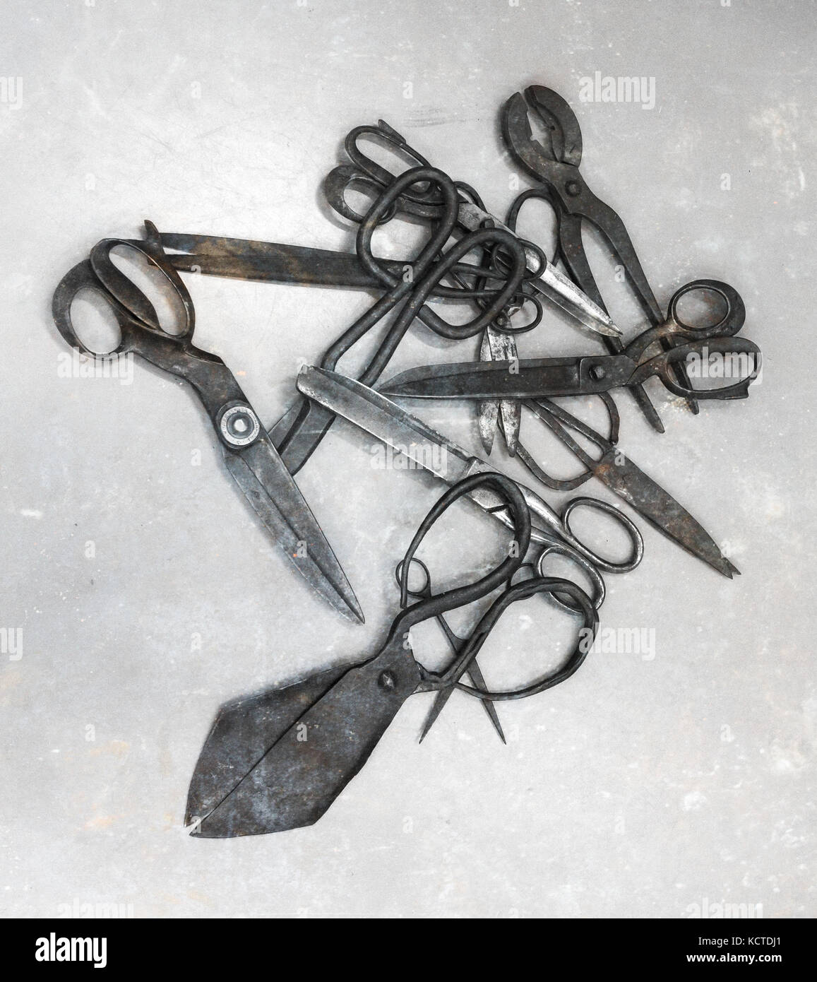 Selection of old scissors, large and small Stock Photo - Alamy