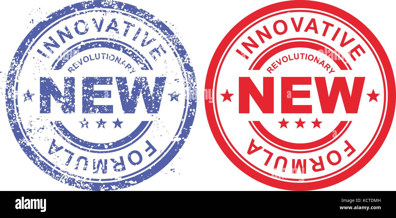 Grunge rubber stamp with inscription revolutionary new innovative ...