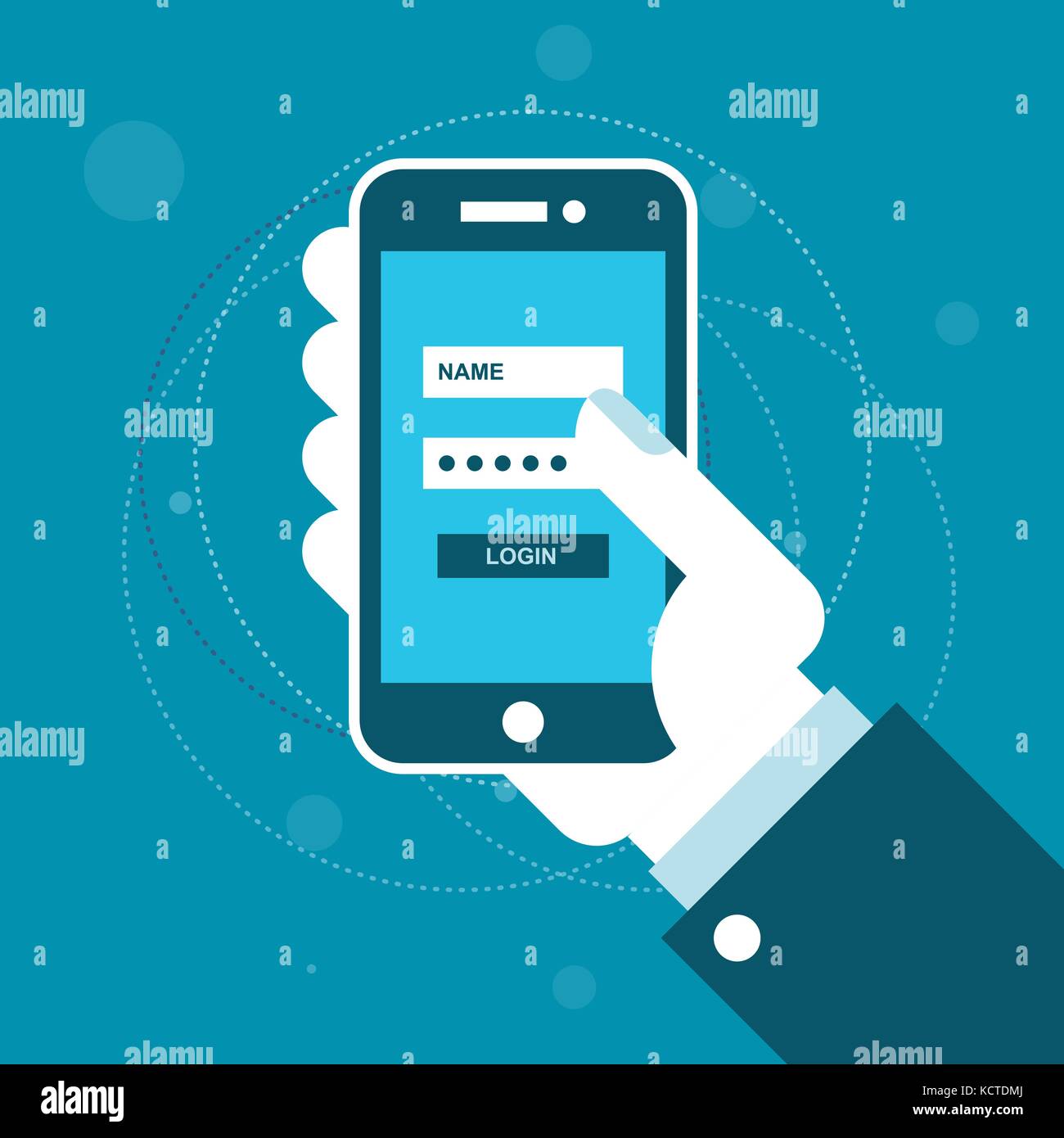 Smartphone with login form on screen in hand Stock Vector Image & Art ...