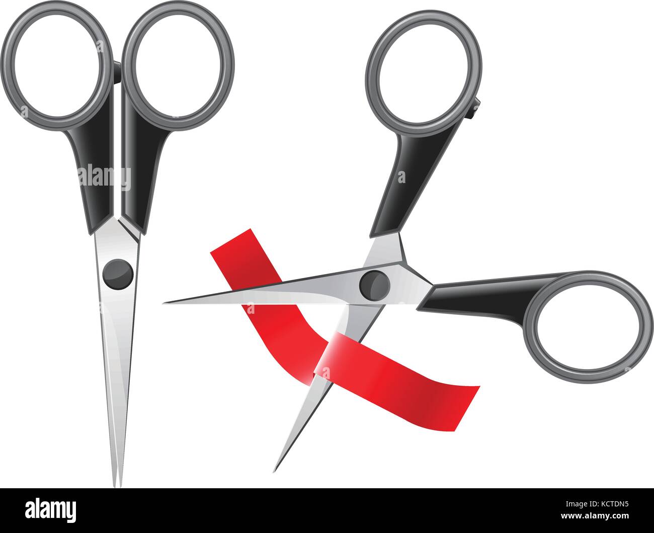 Office scissors cutting red ribbon - grand opening Stock Vector Image ...