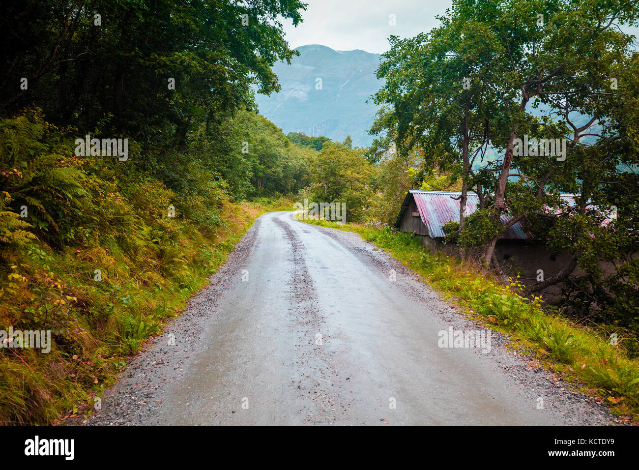 Mountain curve road. Nature Norway Stock Photo - Alamy