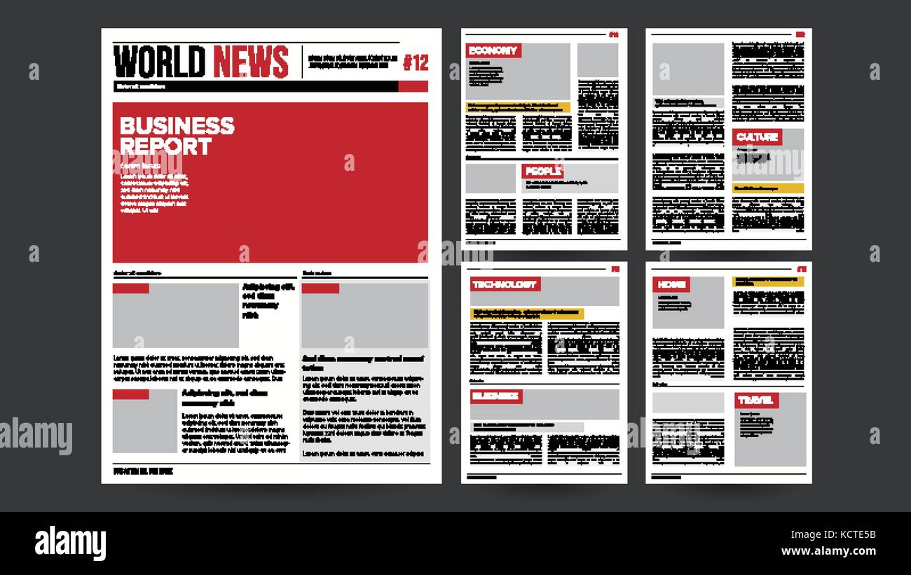 Newspaper Design Blank Vector. Financial Articles, Advertising Business ...