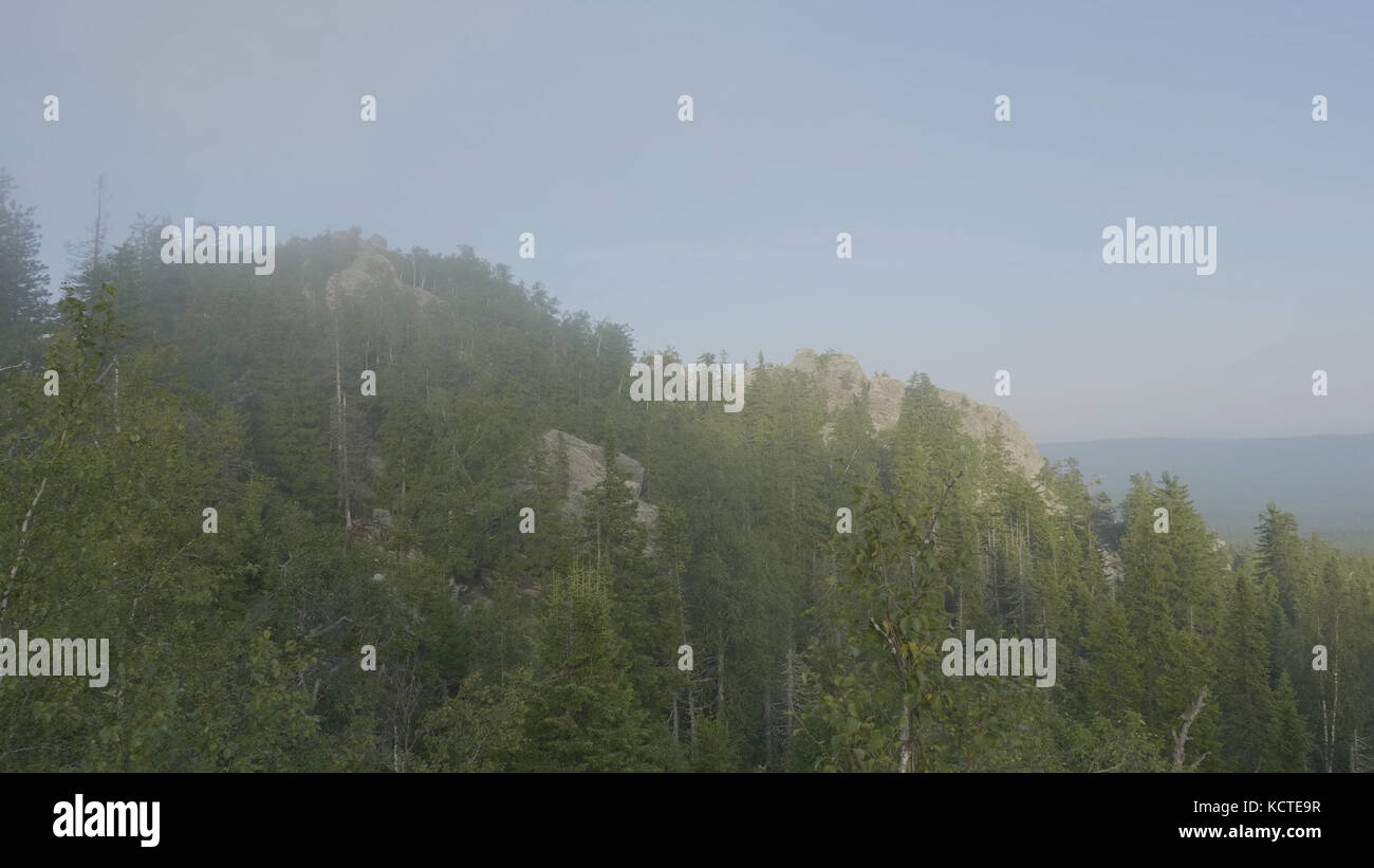 Mountain peaks view mountain forest trees. Mountainous terrain and ...