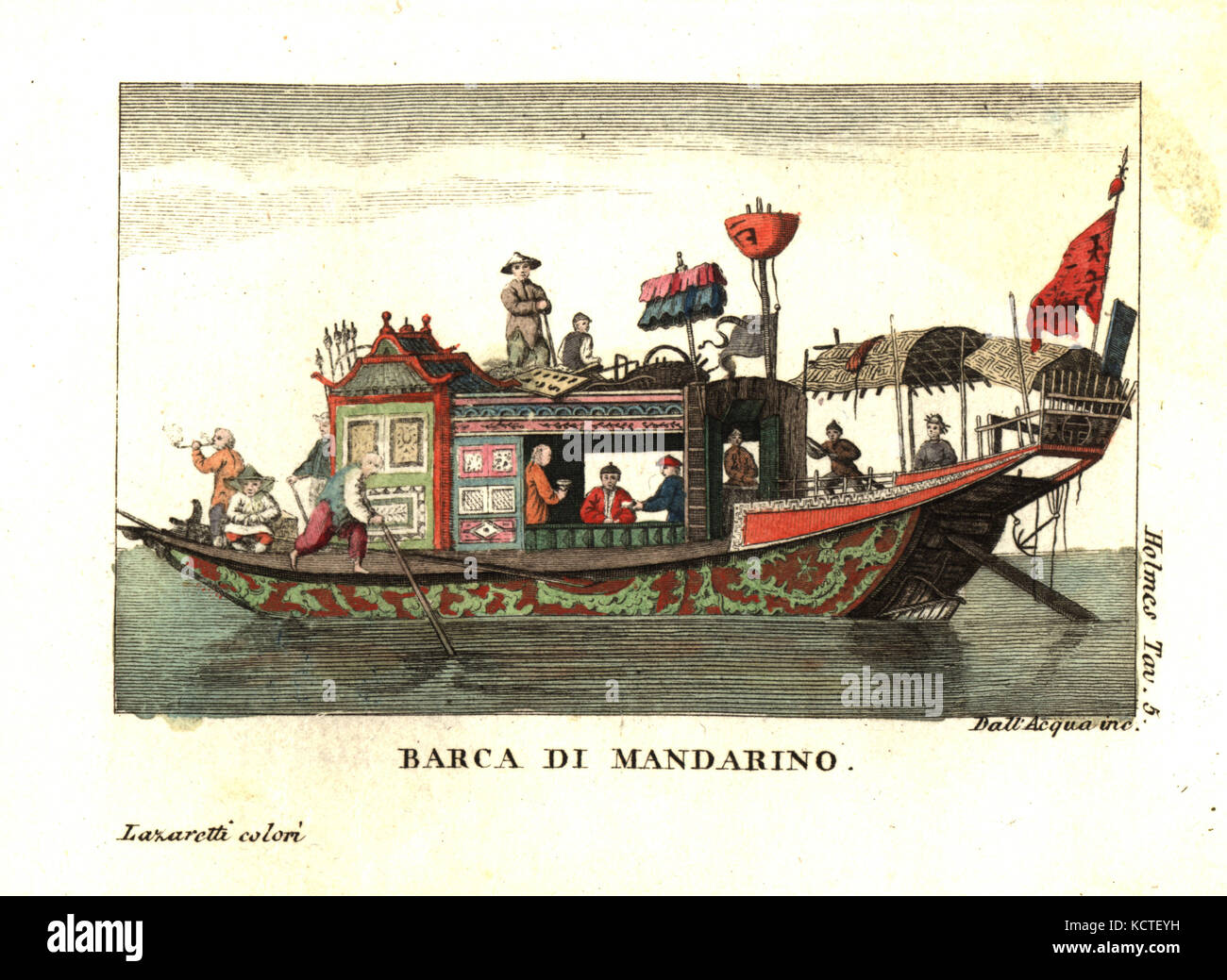Chinese mandarin's barge. The mandarin takes lunch in the cabin waited ...