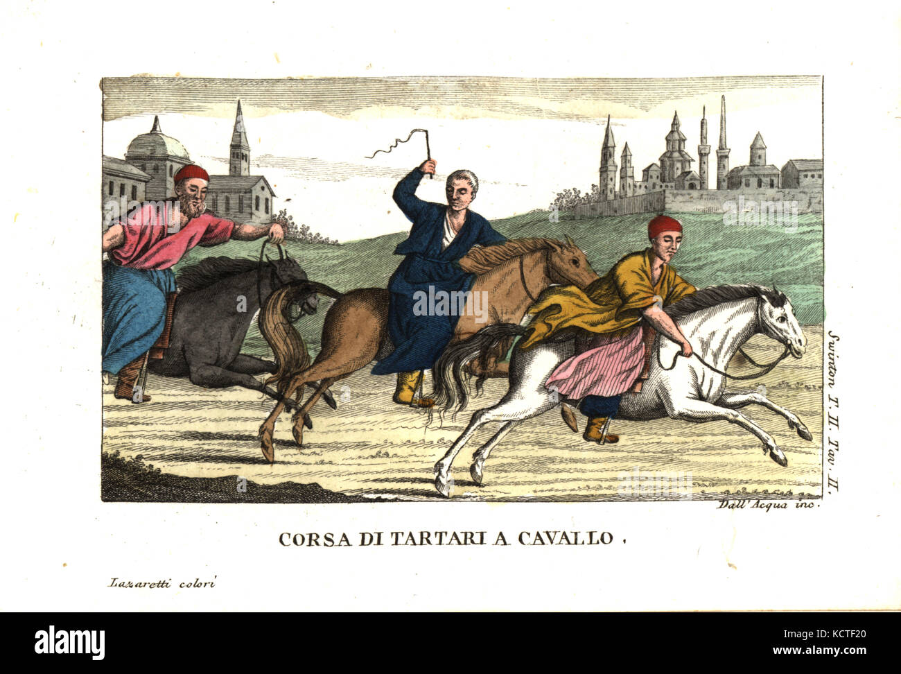 Tartars or tatars horse-racing. Illustration from Andrew Swinton’s ...