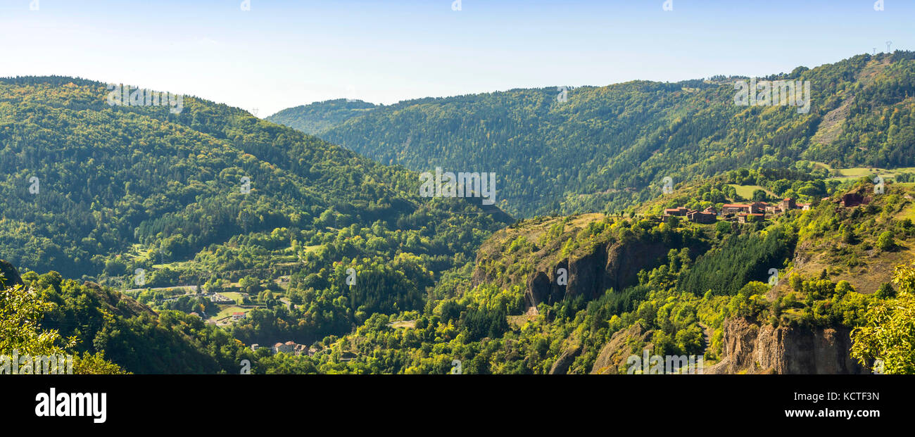 Valley of Allier near Prades village. Haute-Loire. Auvergne. France ...