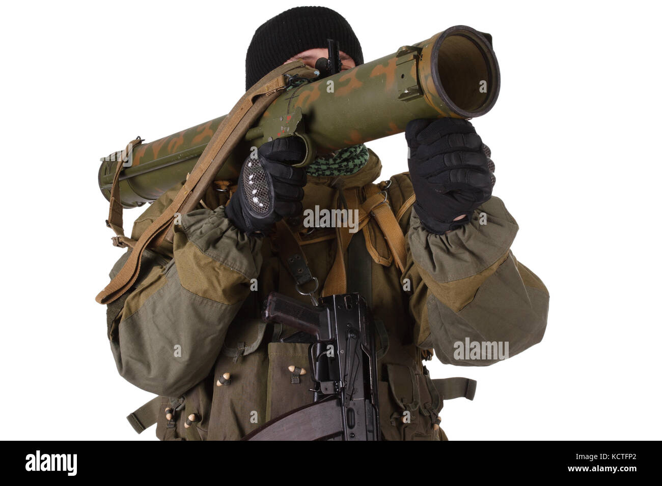fighter with RPG rocket launcher isolated on white Stock Photo - Alamy