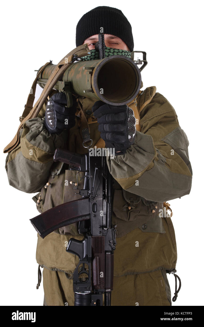 fighter with RPG rocket launcher isolated on white Stock Photo - Alamy