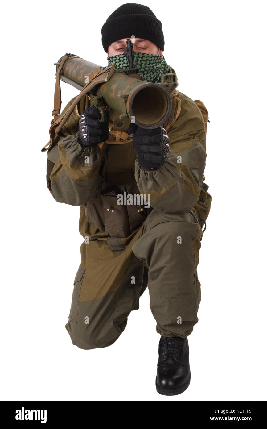 fighter with RPG rocket launcher isolated on white Stock Photo - Alamy